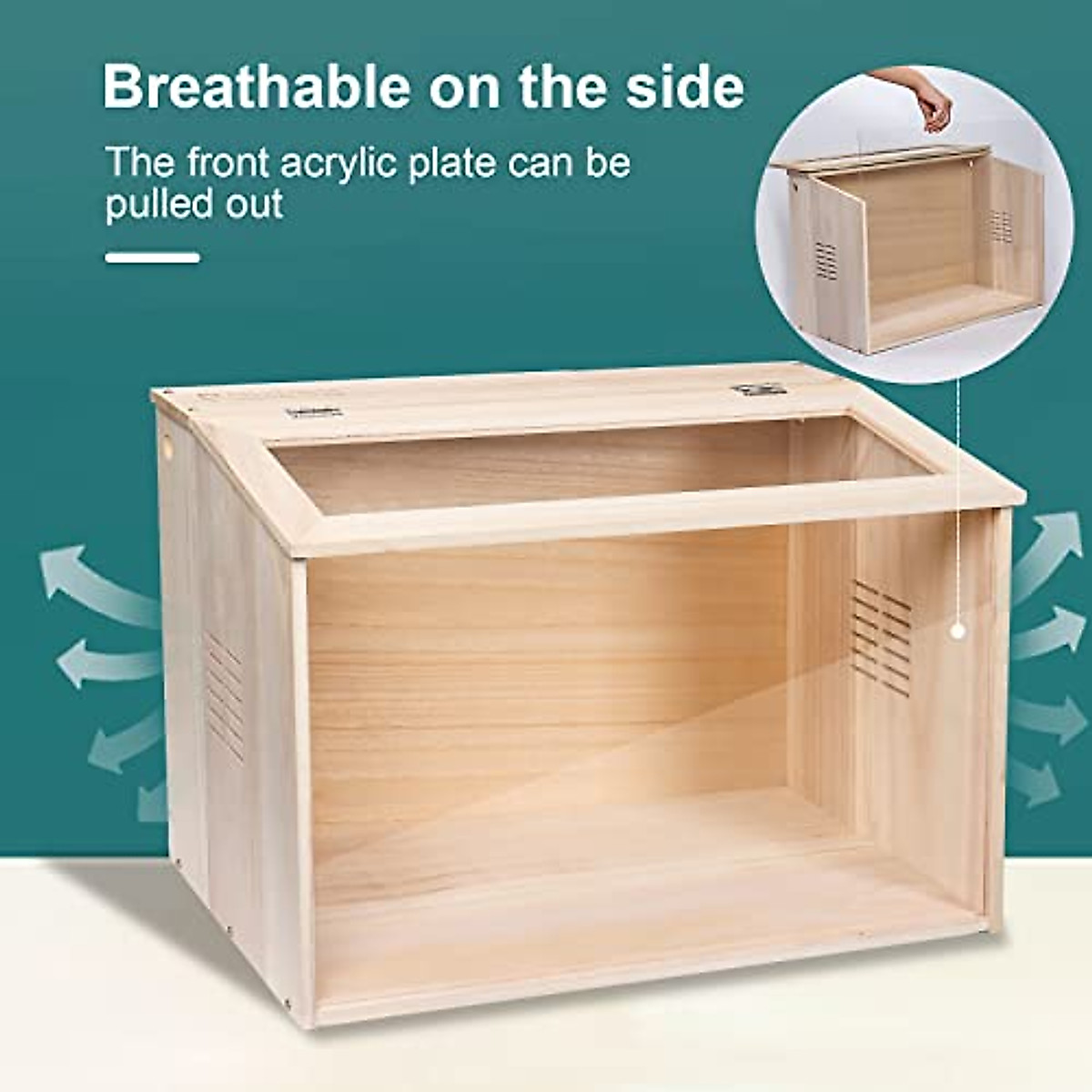 PStarDMoon Hamster Wooden Cage, Upper Door Design, Acrylic Transparent and Visible Hamster Cage Suitable for Small Hamster Syrian Dwarf Hamsters Degus Mice or Other Similar（23.6''X11.8''X15.7''