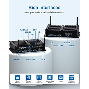 BASOARO Industrial Mini Computer, Fanless Industrial PC, Core i7 8550U, 16G RAM 512G SSD 1TB HDD, Dual LAN, Triple Display 4K UHD, DP/EDP/HD, 6 RS232 COM, Win 11 Pro Mini PC