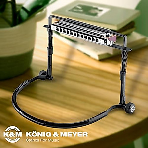 K&M Konig & Meyer 16415.000.55 Harmonica Holder | Industry Standard | Hands Free Harp Neck Brace | Sturdy Adjustable Frame | Professional Grade for all Musicians | German Made | Black