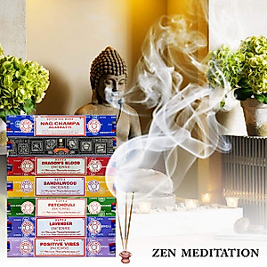 Satya Incense Gift Set Nag Champa, Super hit, Dragon's Blood, Sandalwood, Patchouli, Lavender, Positive Vibes, 15 g