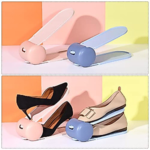 uxcell Shoe Slots Organizer PP Adjustable Double Layer Shoes Storage Rack Gray