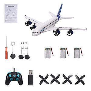 GoolRC A380 RC Airplane, 2.4G 3CH Remote Control Airplane, Easy to Fly RC Plane for Beginner, EPP Foam Fixed Wing Aircraft Glider Model Toys with 3 Batteries for Kids