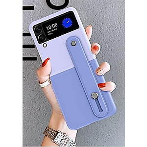 YJZSKRXFAK Case for Samsung Galaxy Z Flip4 5G 2022, Color Collision Slim Fit Protective Cover with Elegant Bracelet Handstrap Case for Galaxy Z Flip 4-Color#3