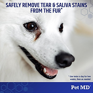 Pet MD Dog Tear Stain Remover Wipes - Cat and Dog Eye Wipes for Discharge and Crust - Pet Eye Wipes for Dogs - 60 ct