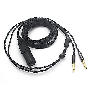 Youkamoo 4 Pin XLR Headphone Cable Compatible for Hifiman HE4XX HE-400i 8 Core Braided Silver Plated Replacement Audio Upgrade Cable (Dual 3.5mm Male Version) 6.6 ft (2.02 m)