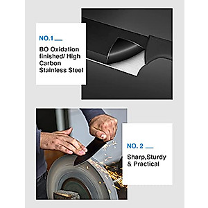 KDIK 16 PCS High Carbon Stainless Steel Kitchen Knife Set, BO Oxidation, No Rust, Sharp Cutlery Black Knife Set with Acrylic Stand and Serrated Steak Knives,AB112