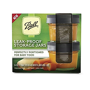 Ball Smooth Sided Regular Mouth Glass Mason Jars, 4 oz, 4 Pack