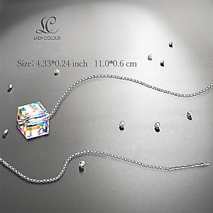 LADY COLOUR 925 Sterling Silver Earrings for Women Northern Lights Crystals Earrings Jewelry for Women, Christmas Gifts Birthday Gifts for Women - A Little Romance Earrings