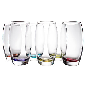 Red Co. Large 16 oz Multicolored Drinking Glass Set of 6 for Water, Beverage, Cocktail, Mixed Drinks