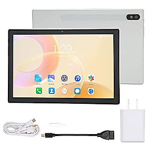 10 Inch Tablet, Dual Camera White Octa Core CPU 5G WiFi Office Tablet for School (US Plug)