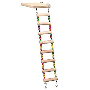 FUCHU Wooden Parrot Hamster Climbing Ladder Swing Play Toys Set Birds Hanging Bridge Exercise Perch Stand Platform Cage Accessories for Lovebirds Gerbil Rat Chinchillas Squirrel