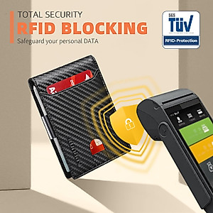 RUNBOX Slim Wallets for Men - Leather Money Clip Mens Wallet - RFID Blocking Front Pocket Bifold Wallet - Minimalist Credit Card Holder with Gift Box