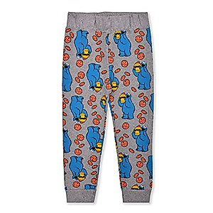 Sesame Street Cookie Monster Boys’ Long Sleeve Shirt and Jogger Set for Infant and Toddler – Blue/Grey