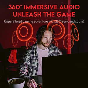 HUHD Wireless Gaming Headset for Xbox One, Xbox Series X/S,Wireless Gaming Headphones Xbox One S/X Deep with Noise-Cancelling Microphone, Bass and Rotating Metal Ear Cups