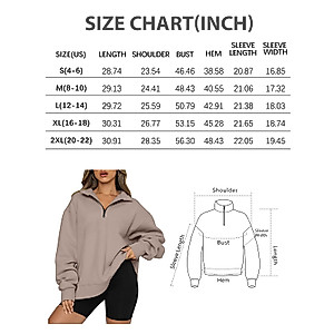 Trendy Queen Womens Oversized Sweatshirts Fall Fashion Hoodies Half Zip Pullover Long Sleeve Shirts Clothes Outfits CoffeeGrey S