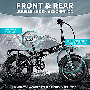 Auloor Electric Bike,750W Ebike for Adults with 48V 12.8Ah Battery,20" Fat Tire Electric Bike,30MPH Folding Electric Bicycle 7-Speed E Bike (Black, Standard)