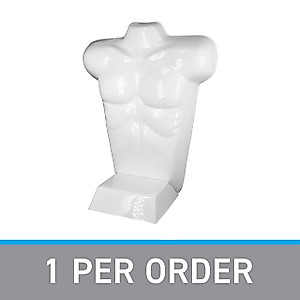 SSWBasics Economy Male White Plastic Countertop Mannequin - Fits Men's Sizes S-L
