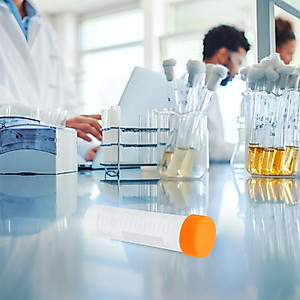 iplusmile Centrifuge Tubes Plastic Vial, 50ml Polypropylene Centrifuge Tube Flat-Bottom Tube Containers with Screw Cap for Laboratory Lab School Educational, 50pcs