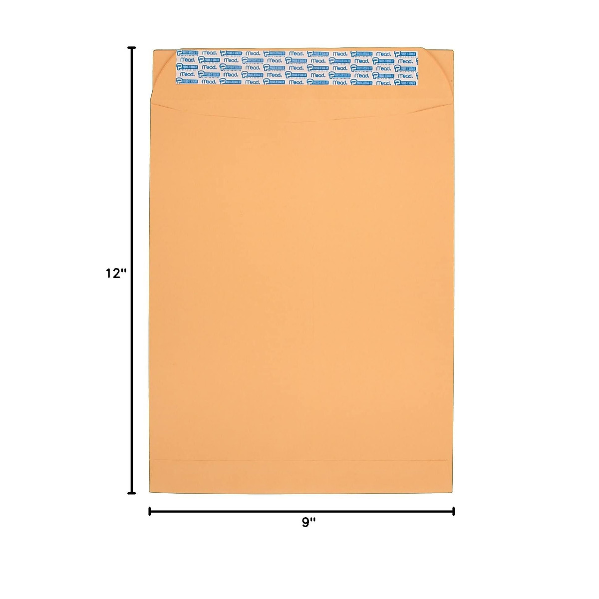 Mead Letter Size Mailing Envelopes, Press-It Seal-It Self Adhesive Closure, All-Purpose 24-lb Paper, 9" X 12", Brown Kraft Material, 25/Pack (76086)
