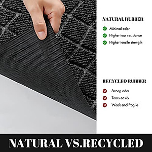 Yimobra Durable Front Door Mats, Heavy Duty Water Absorbent Mud Resistant Easy Clean Entry Outdoor Indoor Rugs,Non Slip Backing, Exterior Mats for Outside Patio Porch Farmhouse, 29.5 x 17, Black