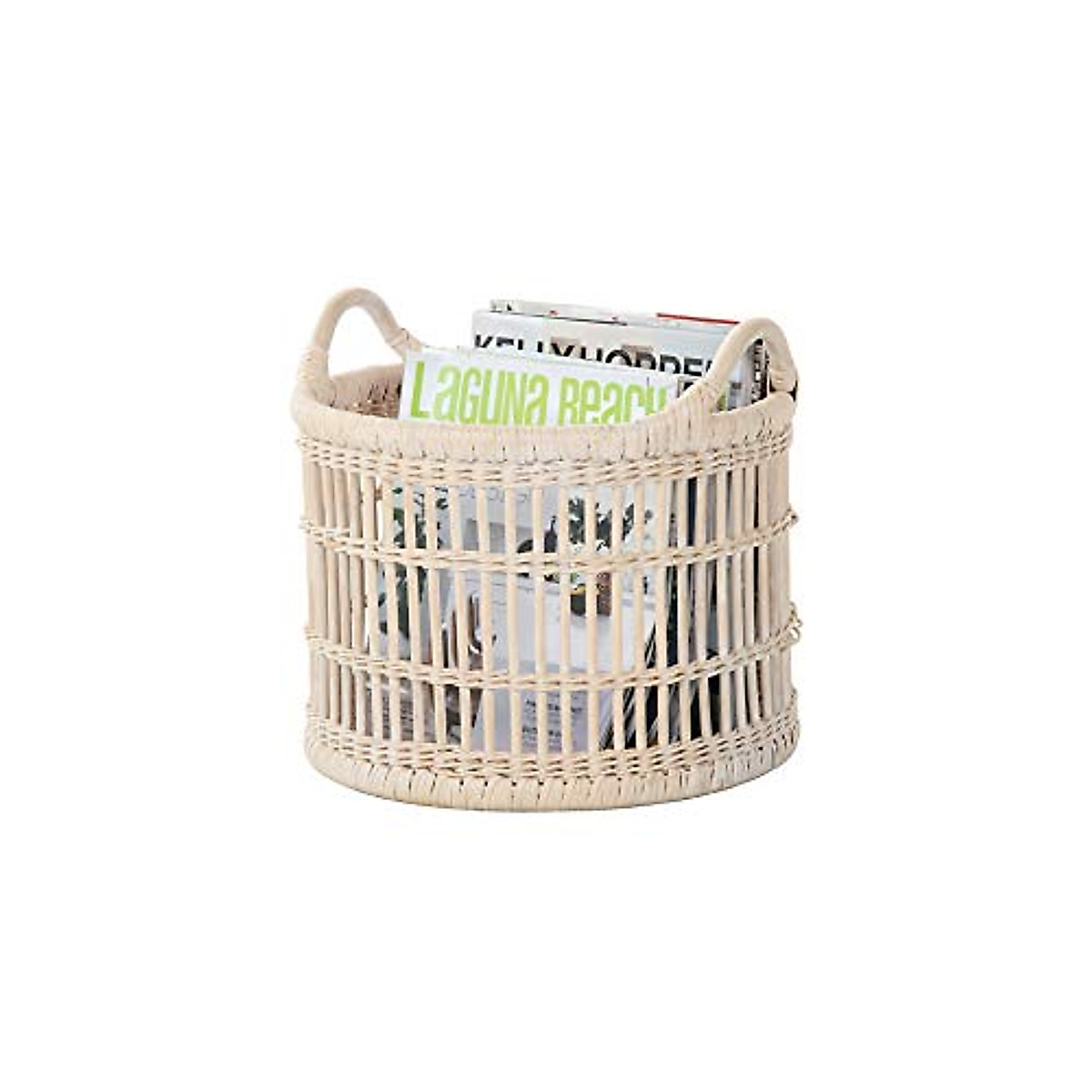 Kouboo Rattan Basket, White-wash small