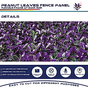 Windscreen4less Artificial Plant Leaves Faux Ivy Leaf Decorative Wall Fence Screen 20'' x 20" Purple Peanut Leaves 5 Pcs