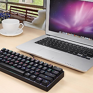 dsfen CK61 RGB Mechanical Gaming Keyboard OUTMU Blue Switches Keyboard 61 Keys Anti-ghosting with Backlight for Gaming Black