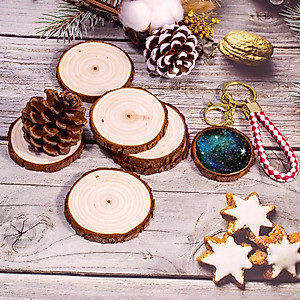 SENMUT Natural Wood Slices 30pcs 2.0"-2.45" Predrilled Wood Circles for Crafts Christmas Wood Slices for Crafts Round Wooden Discs DIY Wood Ornament