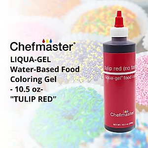Chefmaster Tulip Red Liqua-Gel® Food Coloring | Vibrant Color | Professional-Grade Dye for Icing, Frosting, Fondant | Baking & Decorating | Fade-Resistant | Easy-to-Use | Made in USA | 10.5 oz