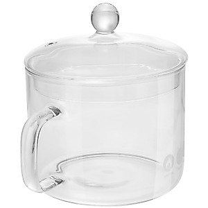 Cabilock Glass Saucepan with Cover Borosilicate Glass Cooking Pot Saucepan Kitchen Pot for Pasta Noodle Soup Milk 13CM