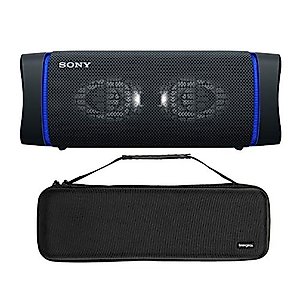 Sony SRSXB33 Extra BASS Bluetooth Wireless Portable Waterproof Speaker (Black) Bundle with Hardshell Travel and Storage Case (2 Items)