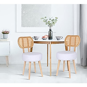 Rattan Dining Chair, Kitchen Dining Room Chairs, Mid Century Modern Boucle Chair, Stylish Upholstered Wood Accent Chair, Cute Sherpa Chair, Living Room Bar Stool Chair, Boho Makeup Vanity Chair, 1 Pc