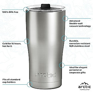 Arctic Tumblers | 20 oz Matte Black Insulated Tumbler with Straw & Cleaner - Retains Temperature up to 24hrs - Non-Spill Splash Proof Lid, Double Wall Vacuum Technology, BPA Free & Built to Last
