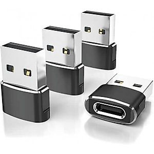 USSPO 4 Pack USB C to USB Adapter USB to Type C 3.0 A Male Adapter Charge Converter Laptops & Phones OTG Connector (Black)
