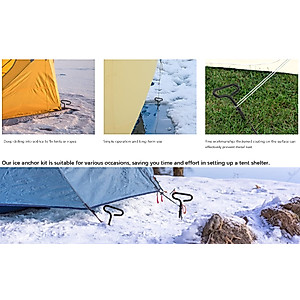 Tent Stakes, 4 Pcs Ice Nail Ground Nail Threaded Peg Nail Tent Fixer Accessory Tent Nail Ice Fishing Anchors Tool for Outdoor Camping Tent Ice Fishing Shelter Stake (Black L)