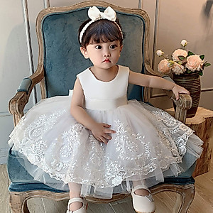 Christening Lace Birthday Christmas Easter Special Occasion Flower Baby Girl Dress Princess Formal Prom Tutu Ball Gown 2T 3T White 100