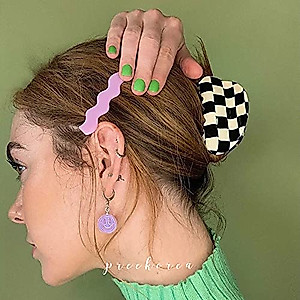 TODEROY Checker Claws Tortoise Barrettes Clips for Women No-Slip Grip Lattice Design Hair Jaw Clips Clamp 80's Aesthetics Large Accessories for Girls