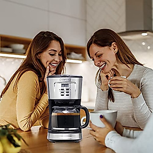 12 Cup Coffee Maker, Programmable Coffee Machine & Ice Tea Maker with Glass Carafe, Drip Coffee Maker Coffee Pot, Auto Keep Warm, Anti-Drip, Strength Control, Stainless Steel Small Coffe Maker, 900W Quick Brew, Kognita