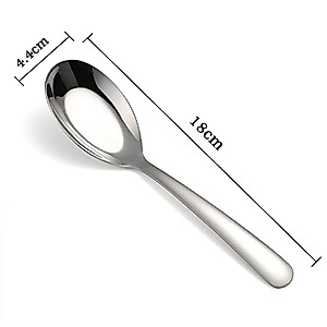 Soup Spoons Stainless Steel Soup Spoons Set of 6 Long Handle Dinner Spoons Silver Asian soup spoon for Ramen Thai Miso (SP01)