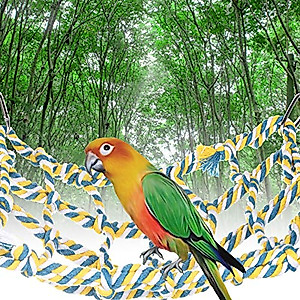 Petmolico Pet Climbing Rope Net, Rat Hamster Bird Ferret Hanging Hammock Cotton Climbing Rope Ladder Small Animal Activity Toy, 2 Pack, Red + Yellow