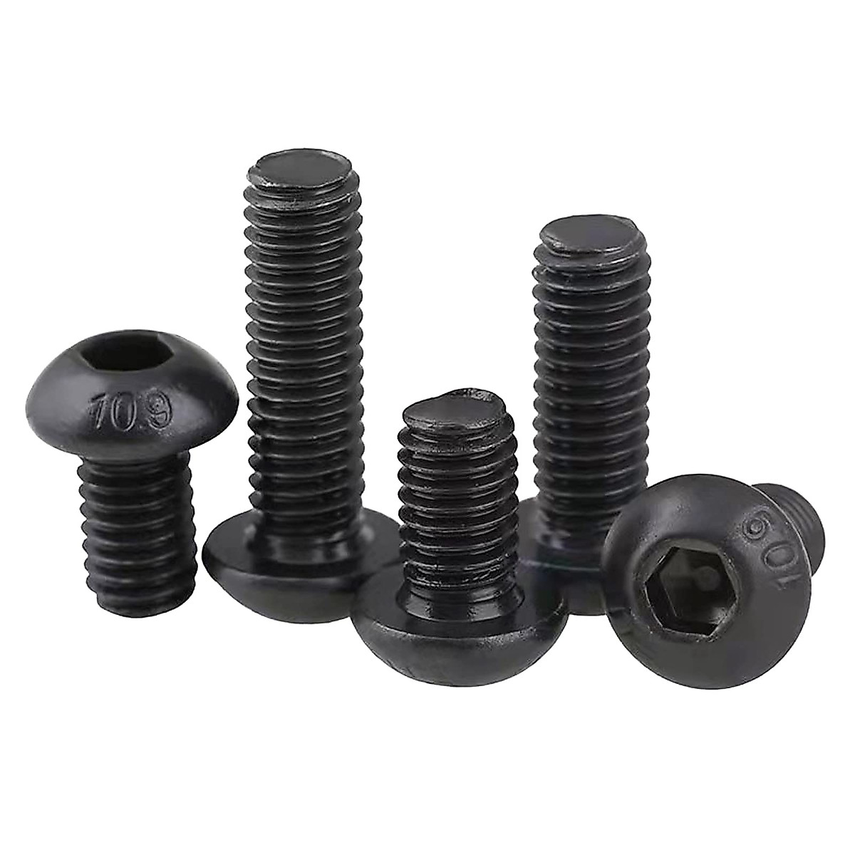 M12-1.75 x 40mm Button Head Socket Cap Screws, 10.9 Grade Alloy Steel, Allen Socket Drive, Black Oxide Finish, Full Thread (10.9 Grade,5 Pcs)