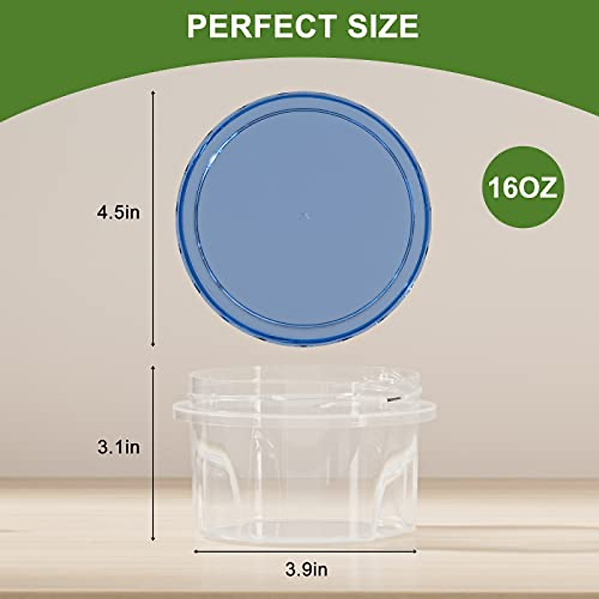 Reusable Freezer Storage Container Sets with Airtight Twist Top Lid, Round BPA-Free Plastic Containers with Lids for Kitchen Meal Prep, Microwave, Dishwasher and Freezer Safe [12 Pack-16 oz]