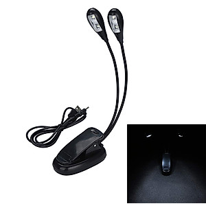 Toxz Mini Portable LED Double Arms Desk Table Lamp with Clip,Battery/USB Powered,Reading Light,Adjustable Brightness,Protect Eyes