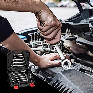 ARUCMIN Flare Nut Wrench Set,12-Piece Chrome Vanadium Steel Wrench Set SAE & Metric 1/4"-7/8" and 6-21mm with Organizer Box