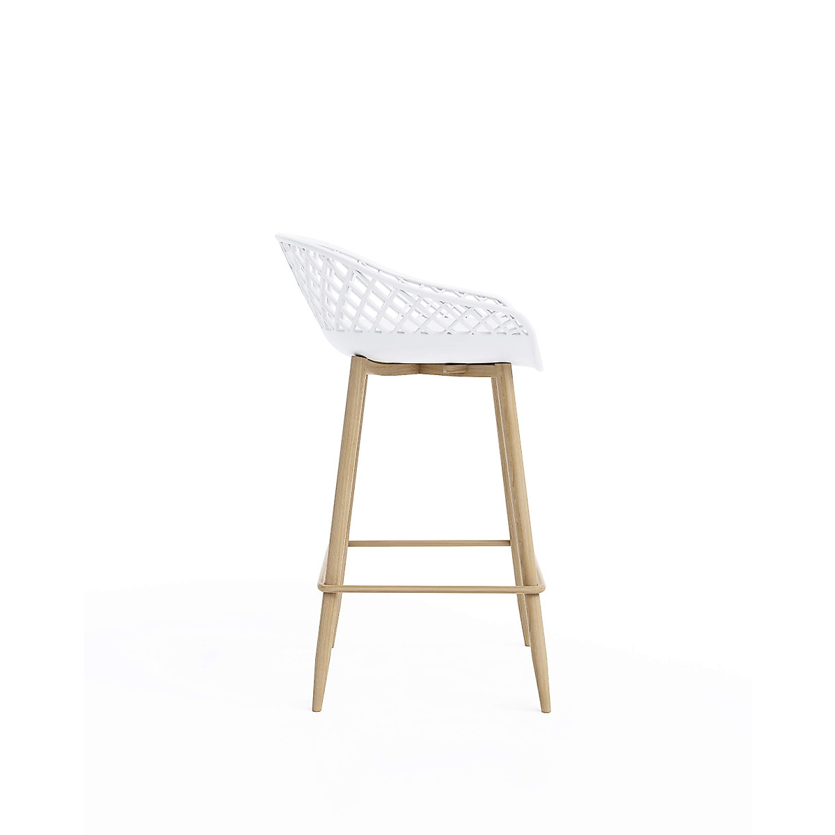 Kurv Counter Stool, Set of 2, White, Indoor/Outdoor, Patio Stools, Bar Stools