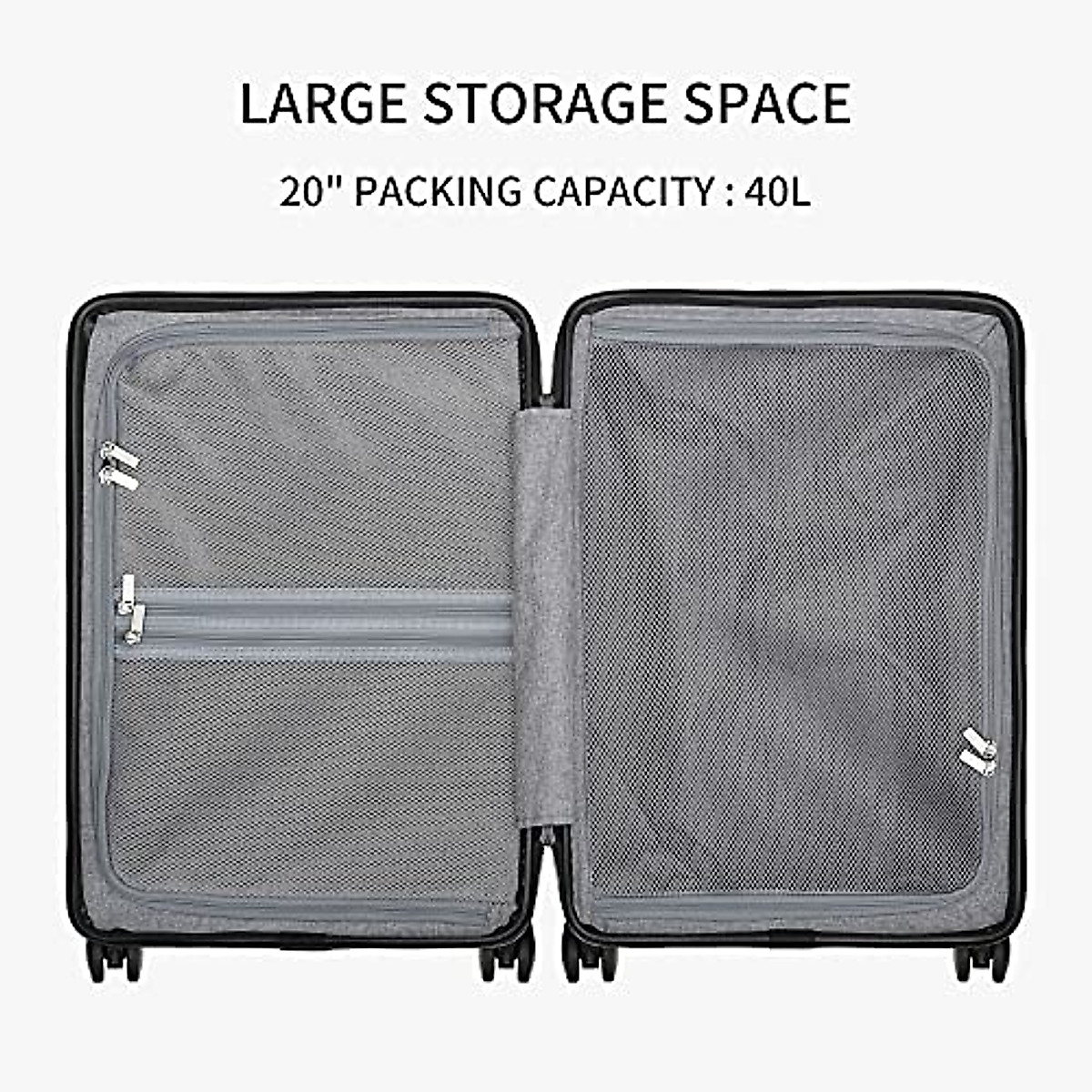 LEVEL8 Carry on Luggage 22x14x9 Airline Approved, Carry on Suitcases with Wheels, Lightweight PC Hardside Luminous Textured Luggage for Travel, TSA Approved, 20-Inch Carry-On,Navy