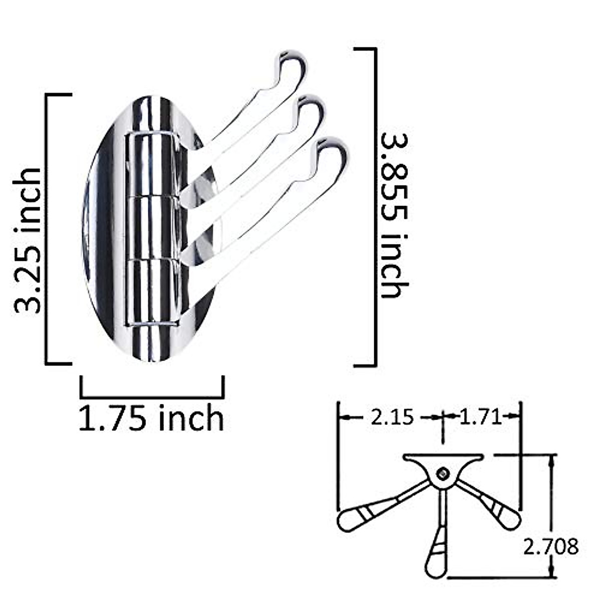 Kare & Kind 1x Stainless Steel Swivel Hook - Foldable, Solid Wall Mount Coat Jacket Holder - Three Swing Arms - for Hanging Wet and Dry Clothes, Towels - Install in Kitchen, Bedroom, Bathroom, Garage