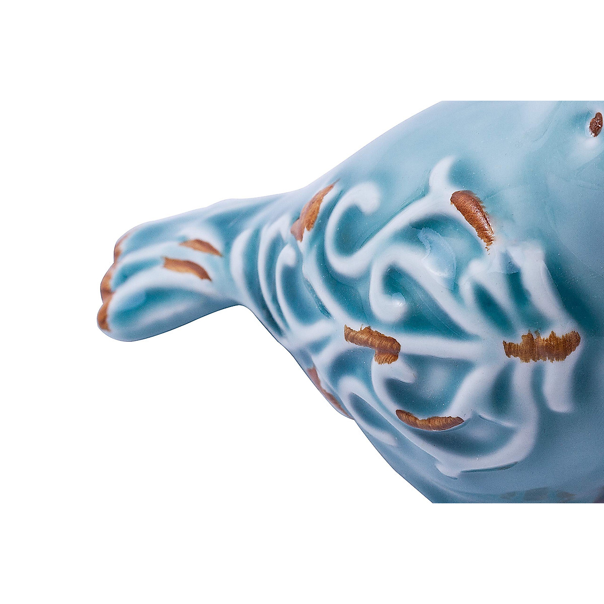 FICITI Distressed Finish Ceramic Bird Figurine Home Decor - Assorted Set of 3