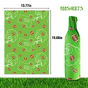 Hi Sasara 100 Sheets Football Tissue Paper Bulk,Brown and Green Football Tissue Paper for Gift Bags,Brown Green Football Tissue Paper for Football Party,14 x 20 Inch
