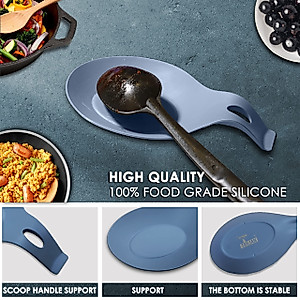 TAYJAN Silicone Spoon Rest for Kitchen Counter – Set of 2, Purple & Grey - Heat Resistant, BPA free Large Utensil Rest for Stove Top, for Cooking Spatula, BBQ Utensil, Smart Kitchen Gadgets 2022